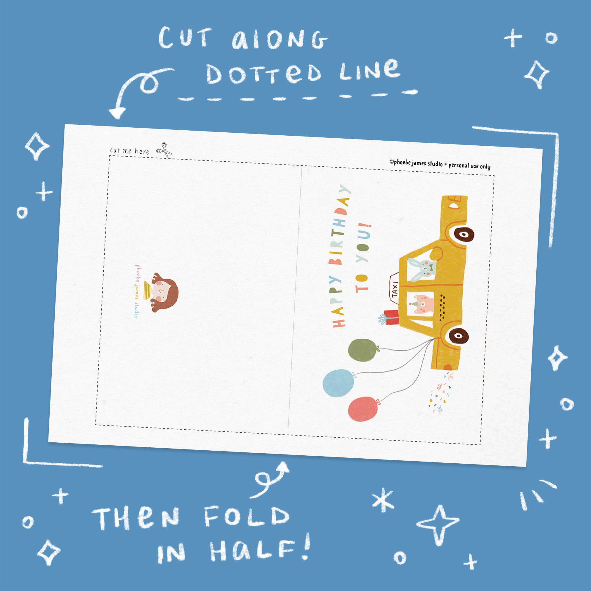 PRINTABLE Birthday Card Birthday Taxi Card Instant Download Card ...