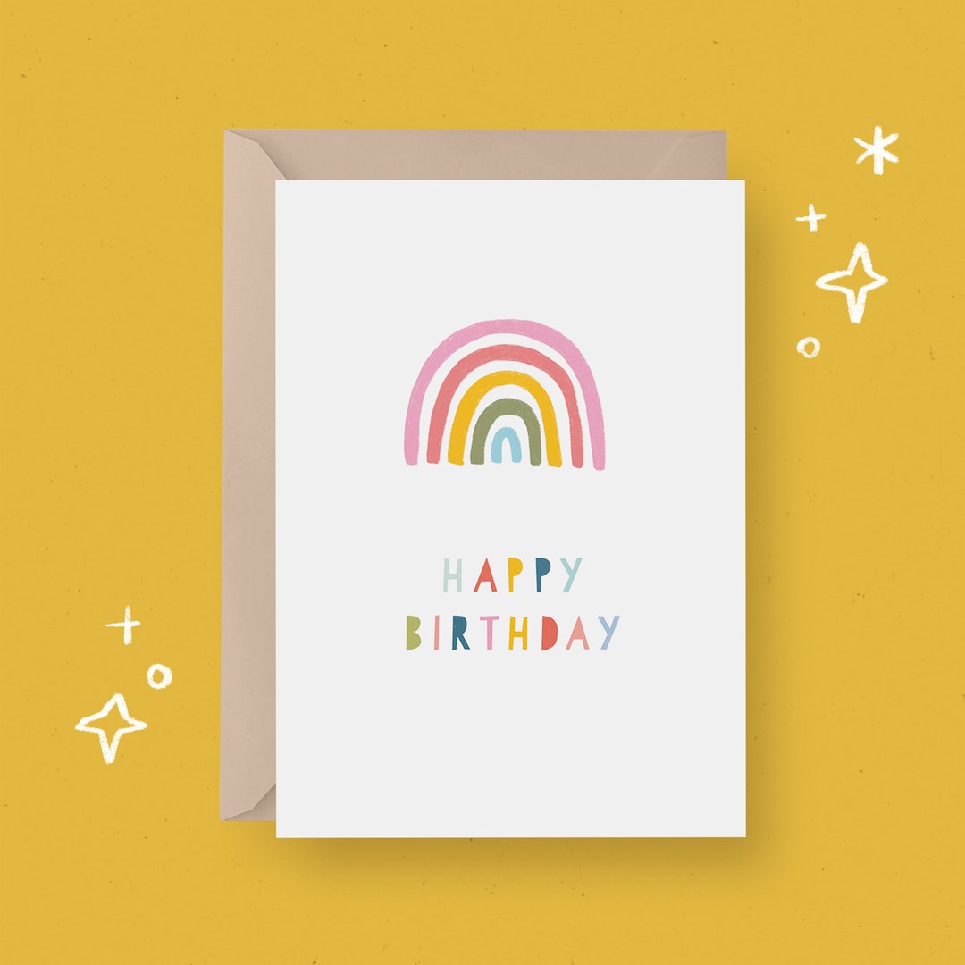 PRINTABLE Birthday Card Birthday Rainbow Card Instant Download Card ...