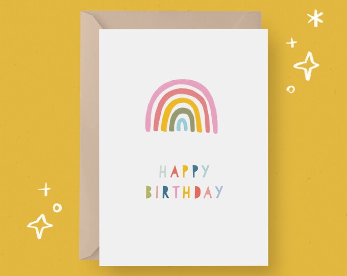 PRINTABLE Birthday Card Birthday Rainbow Card Instant Download Card ...