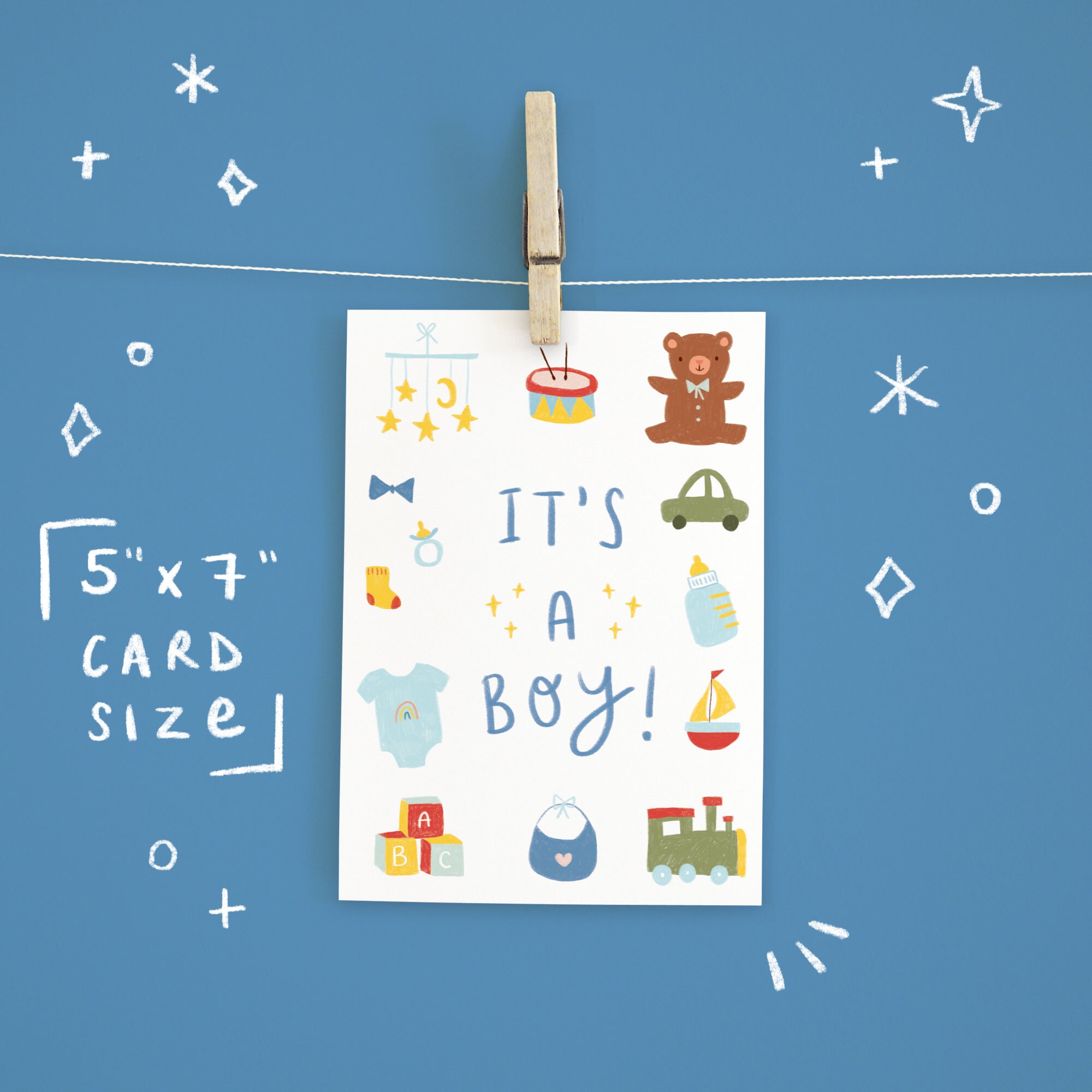 PRINTABLE New Baby Card It's a Boy Baby Boy Card New Baby Boy Card ...