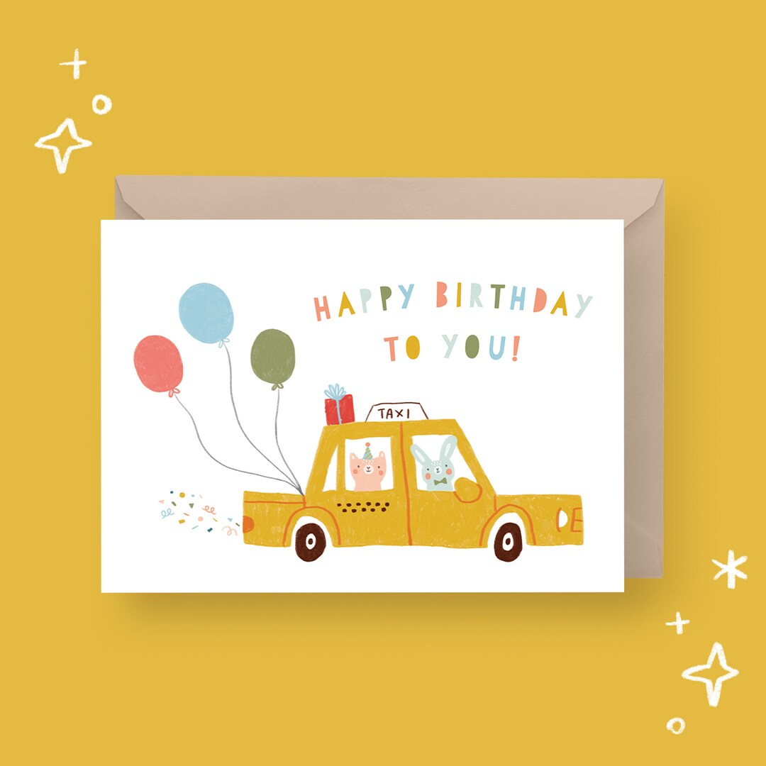 PRINTABLE Birthday Card Birthday Taxi Card Instant Download Card ...