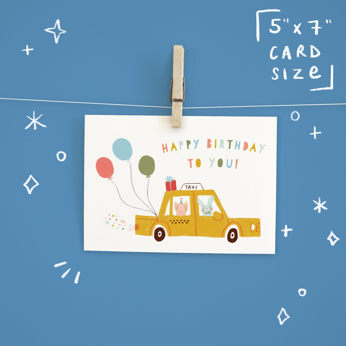 PRINTABLE Birthday Card Birthday Taxi Card Instant Download - Etsy