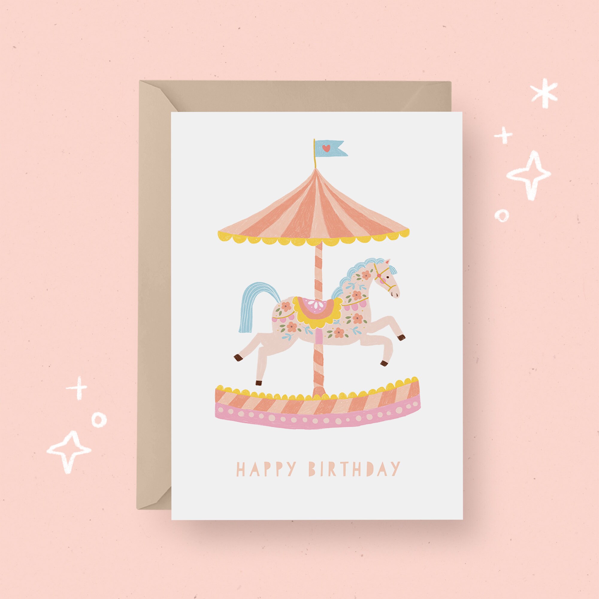 PRINTABLE Birthday Card Birthday Carousel Card Instant Download Card ...