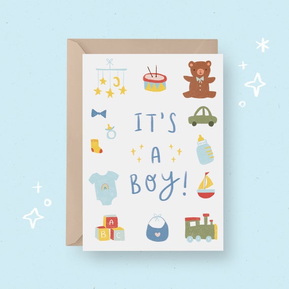 PRINTABLE New Baby Card It's a Boy Baby Boy Card New Baby | Etsy