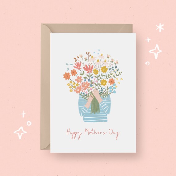 PRINTABLE Mother's Day Card Mom Flower Bouquet Card | Etsy