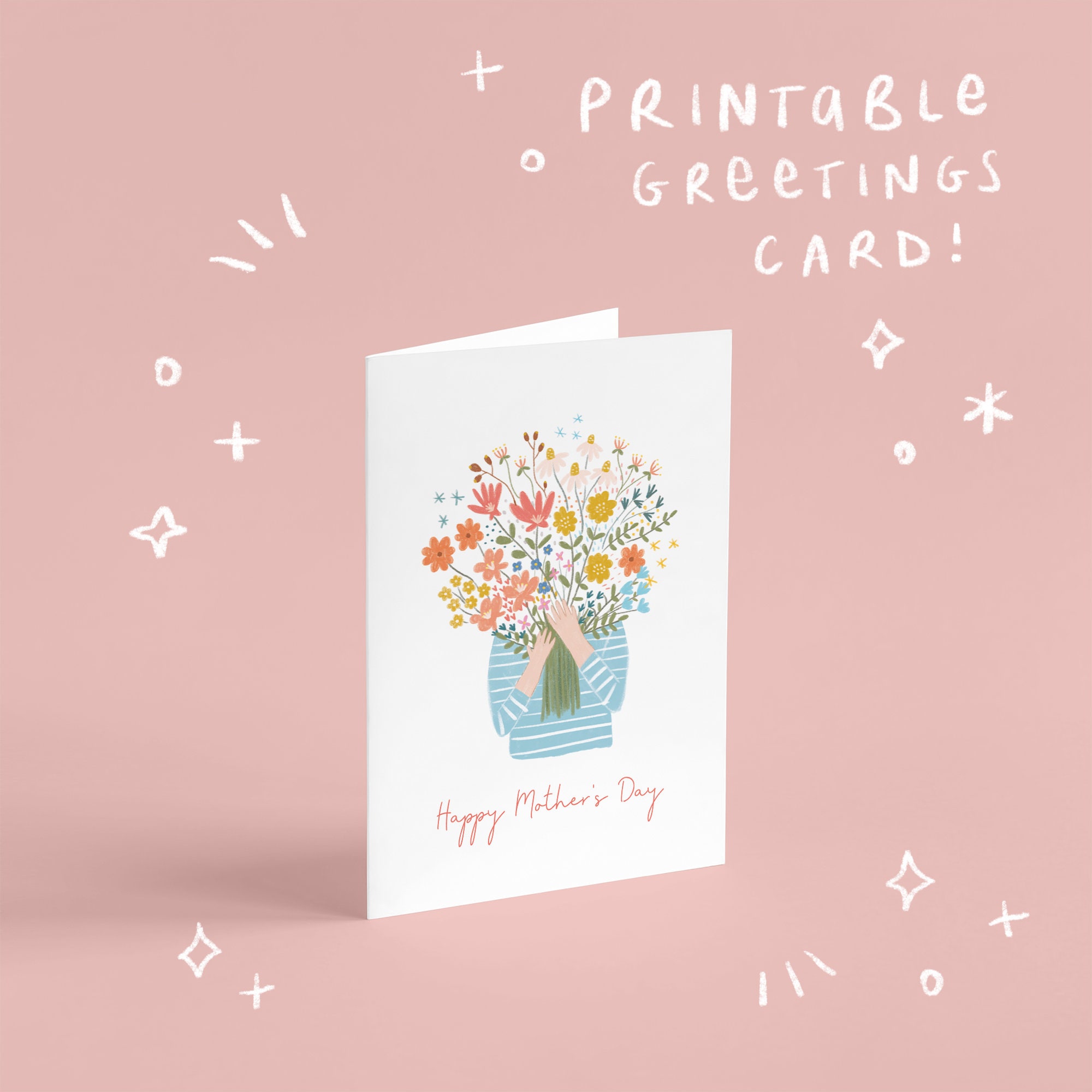 PRINTABLE Mother's Day Card Mom Flower Bouquet Card Instant Download ...