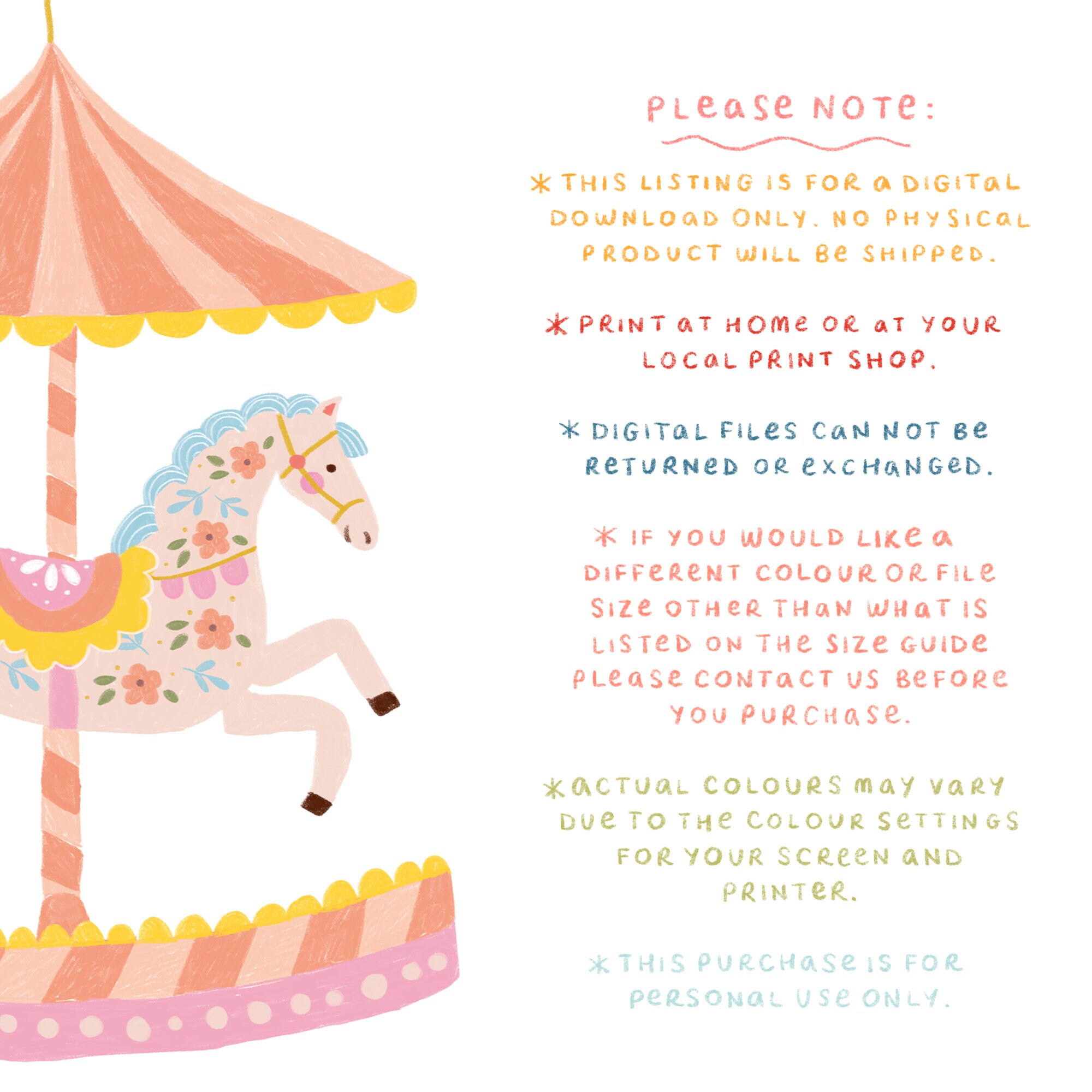 PRINTABLE Birthday Card Birthday Carousel Card Instant Download Card ...