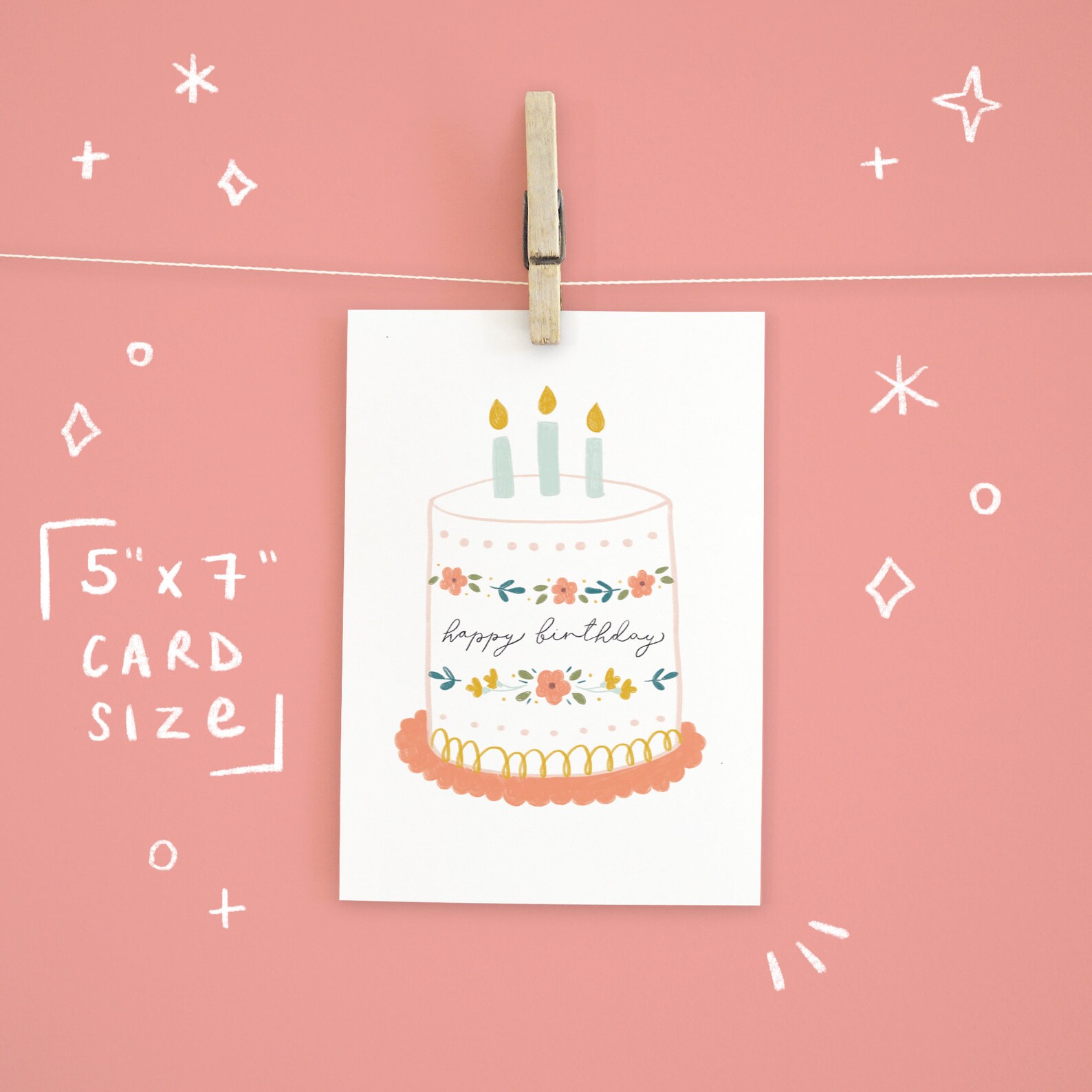 PRINTABLE Birthday Card Birthday Cake Card Instant Download Card ...