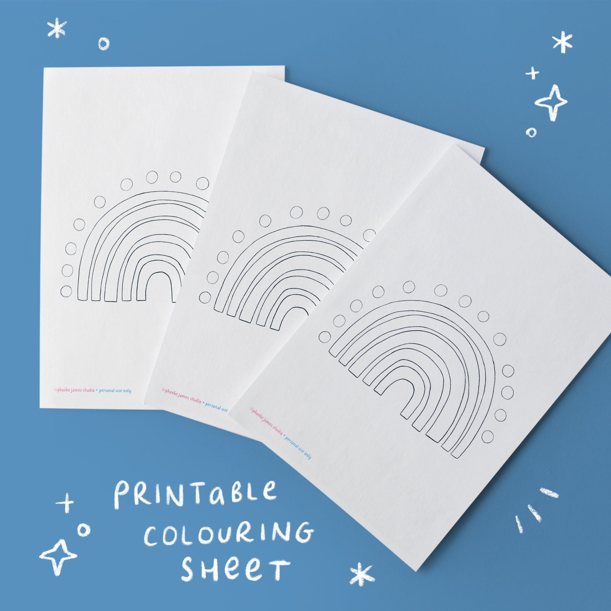 PRINTABLE Colouring Page Rainbow Colouring in Page Digital Download ...