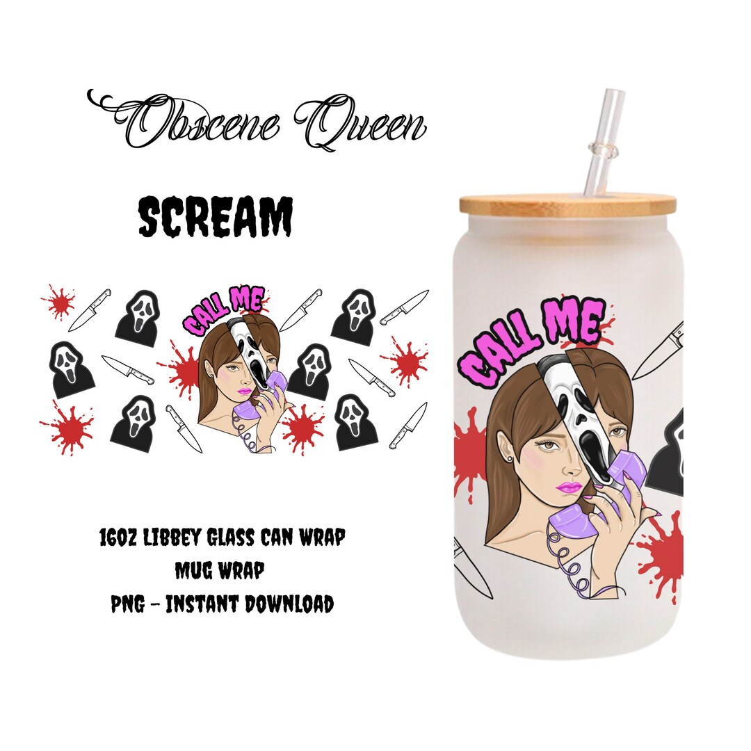 Scream Glass Wrap Png Libbey Glass Can 16oz Png 16oz Glass - Etsy