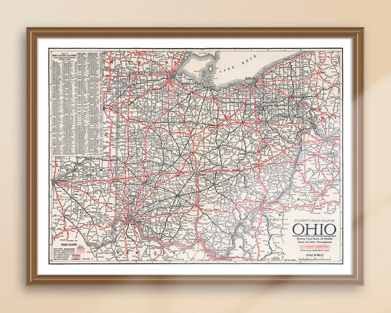 Ohio Map Old Ohio Map Vintage Map Print Map Lover Gift - Etsy