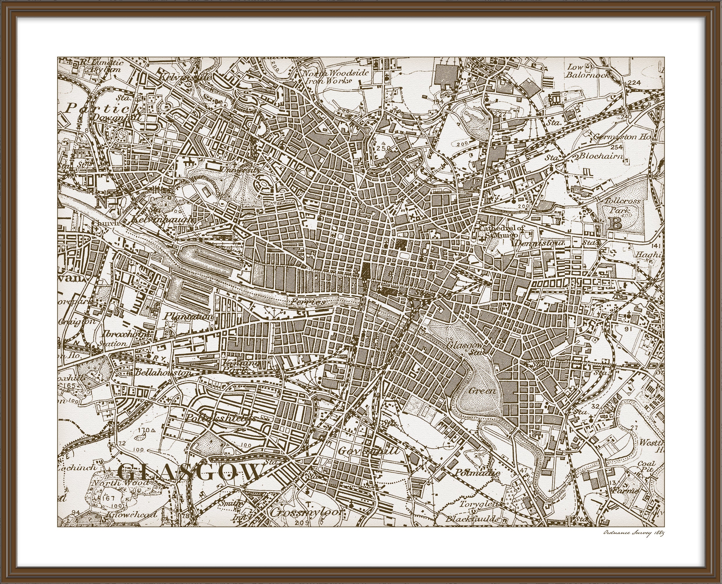 Glasgow Map Old Glasgow Map Vintage Map City Map Print - Etsy UK
