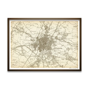 Leicester Map, Old Leicester Map, Ordnance Survey, Vintage Map Print ...