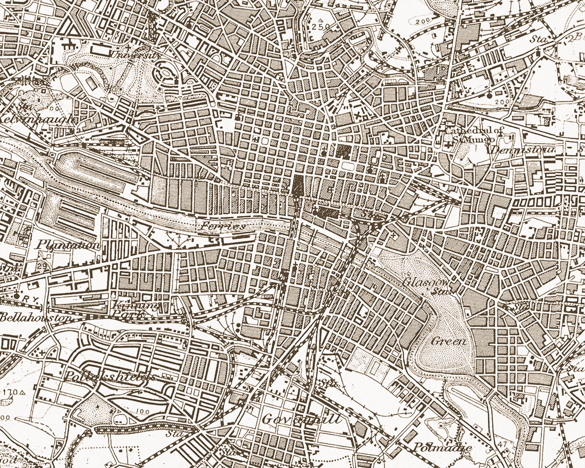 Glasgow Map Old Glasgow Map Vintage Map City Map Print - Etsy UK