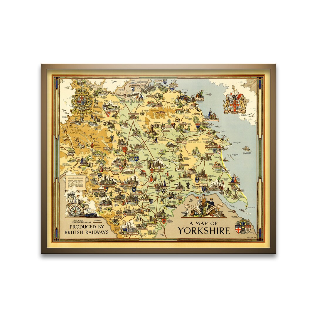 Vintage Yorkshire Map Print, 1949 British Rail Travel Poster - Etsy