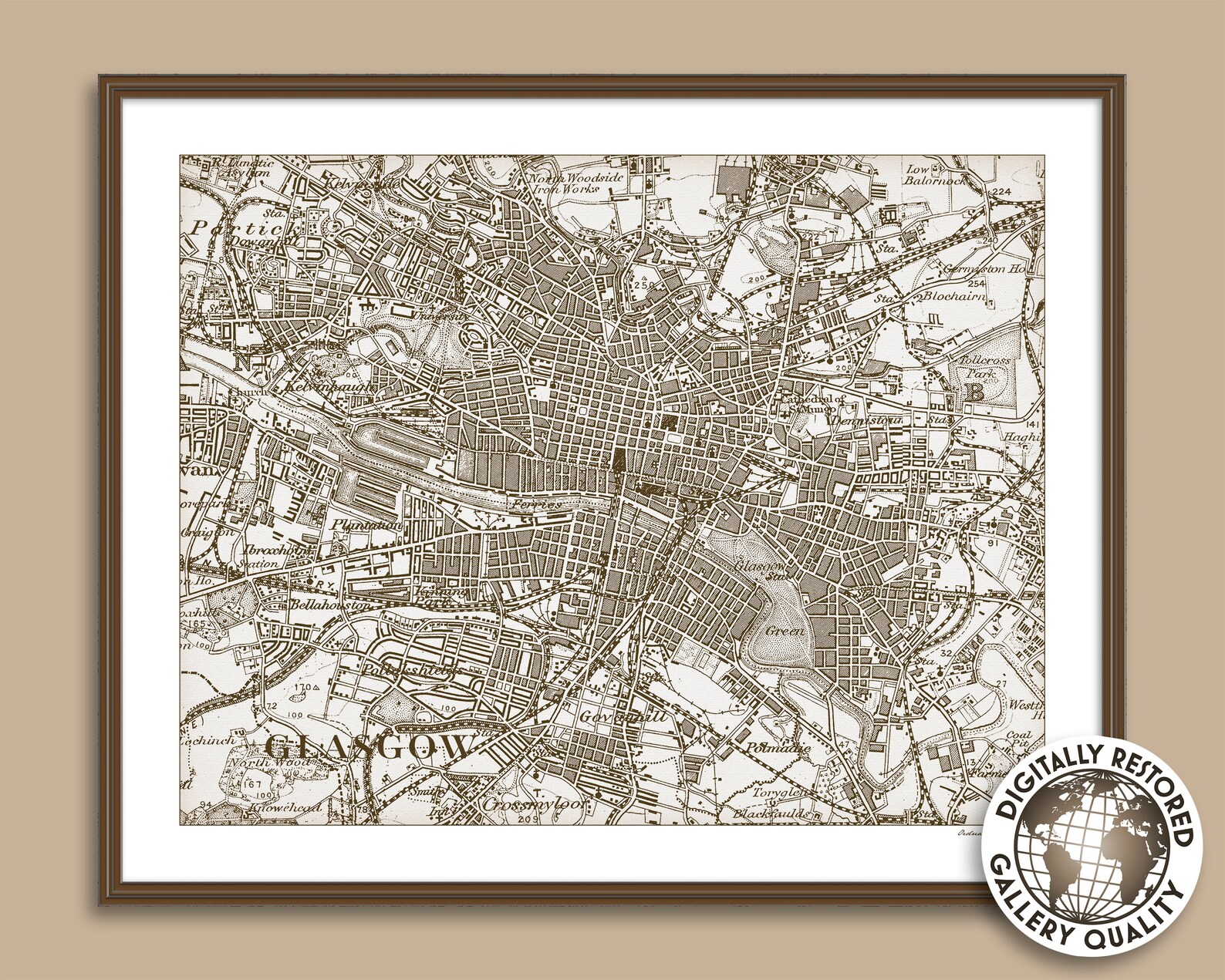 Glasgow Map Old Glasgow Map Vintage Map City Map Print - Etsy UK