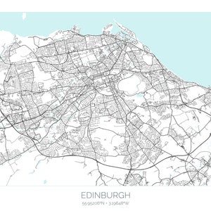 Edinburgh City Print, Map of Edinburgh, Minimalist Art, City Map Wall ...