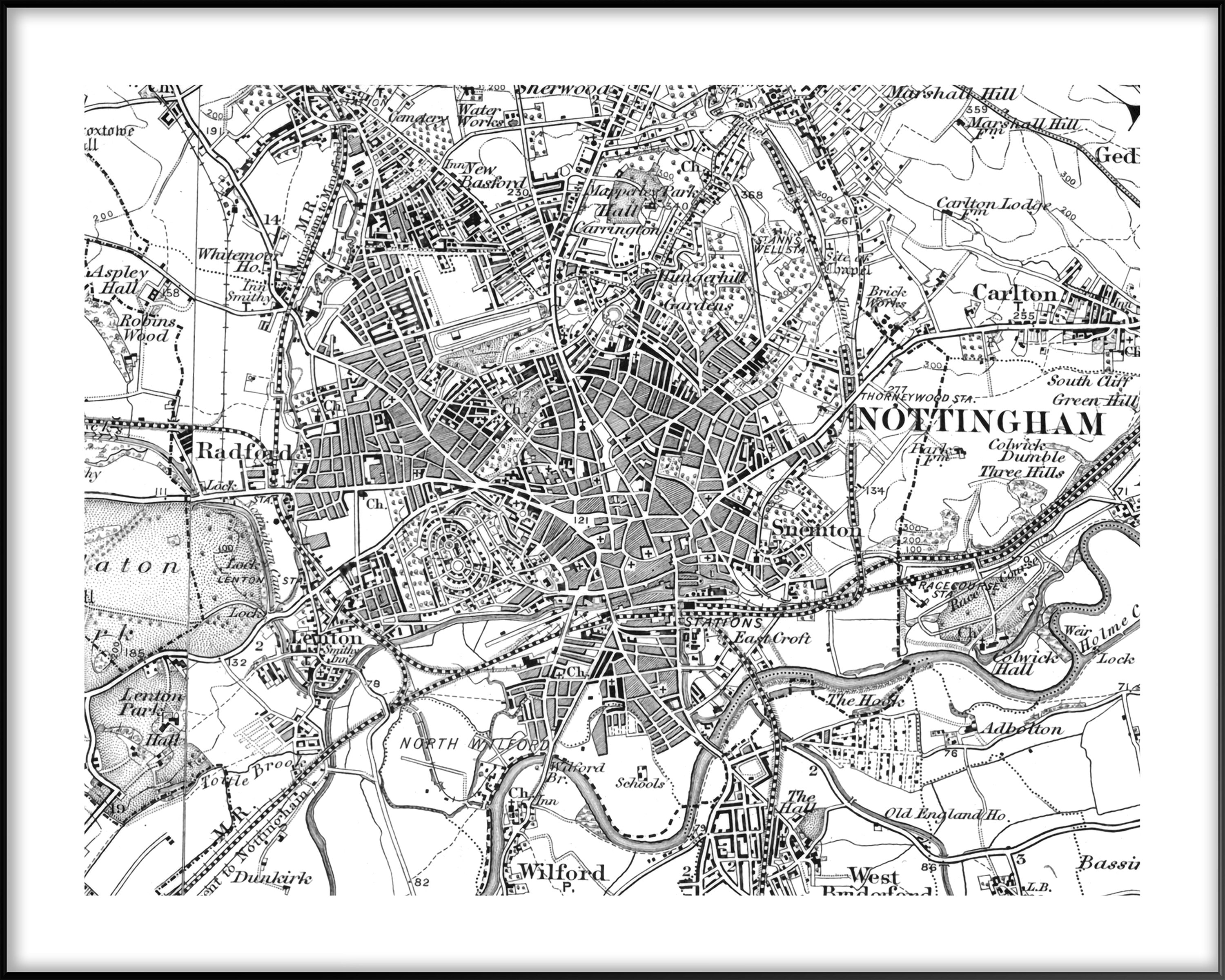 Nottingham Map Old Nottingham Map Vintage Map City Map | Etsy