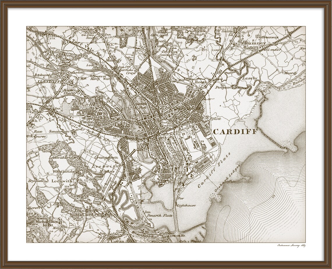 Cardiff Map Vintage Map City Map Print Gift for Map Lover - Etsy UK