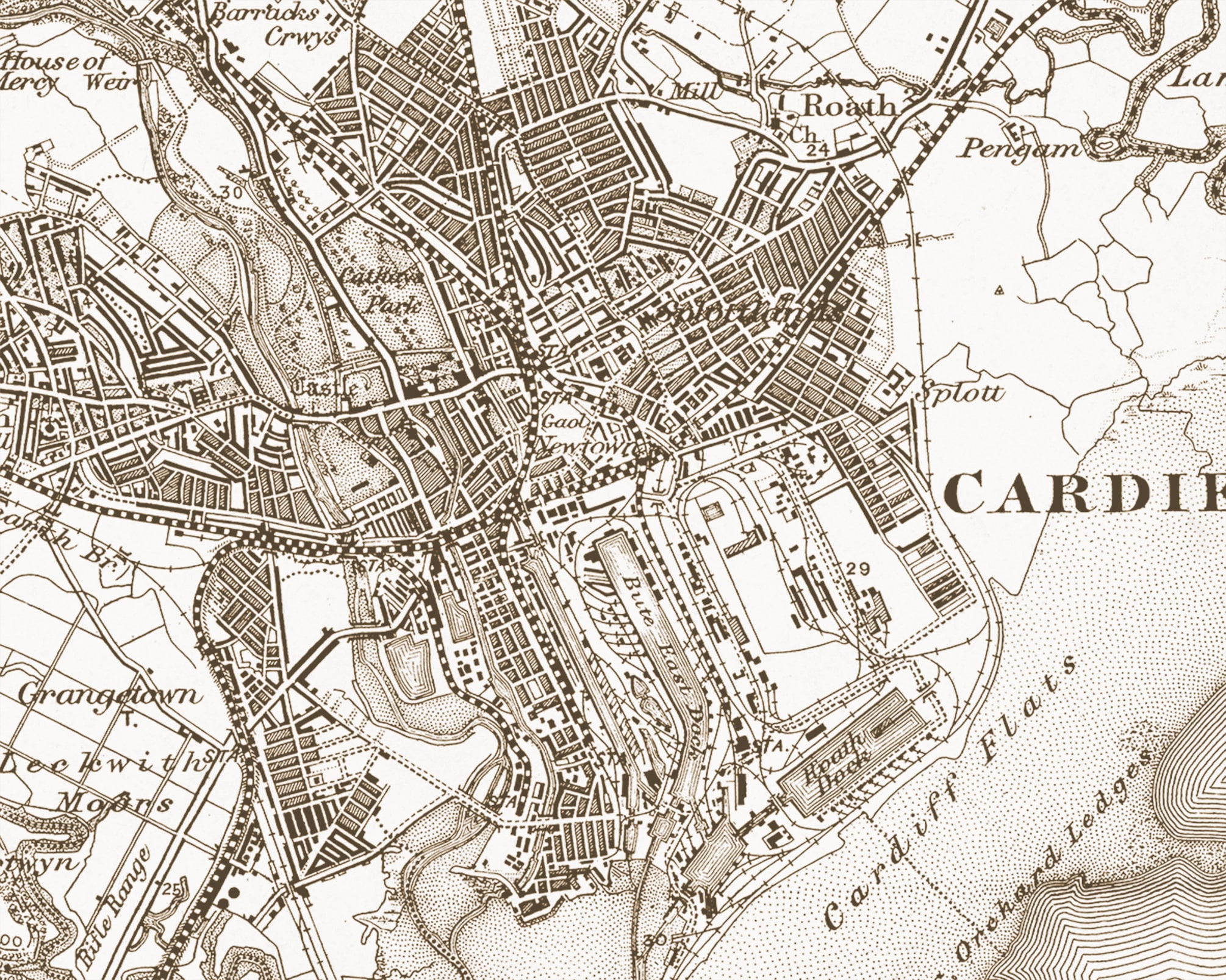 Cardiff Map Vintage Map City Map Print Gift for Map Lover - Etsy UK
