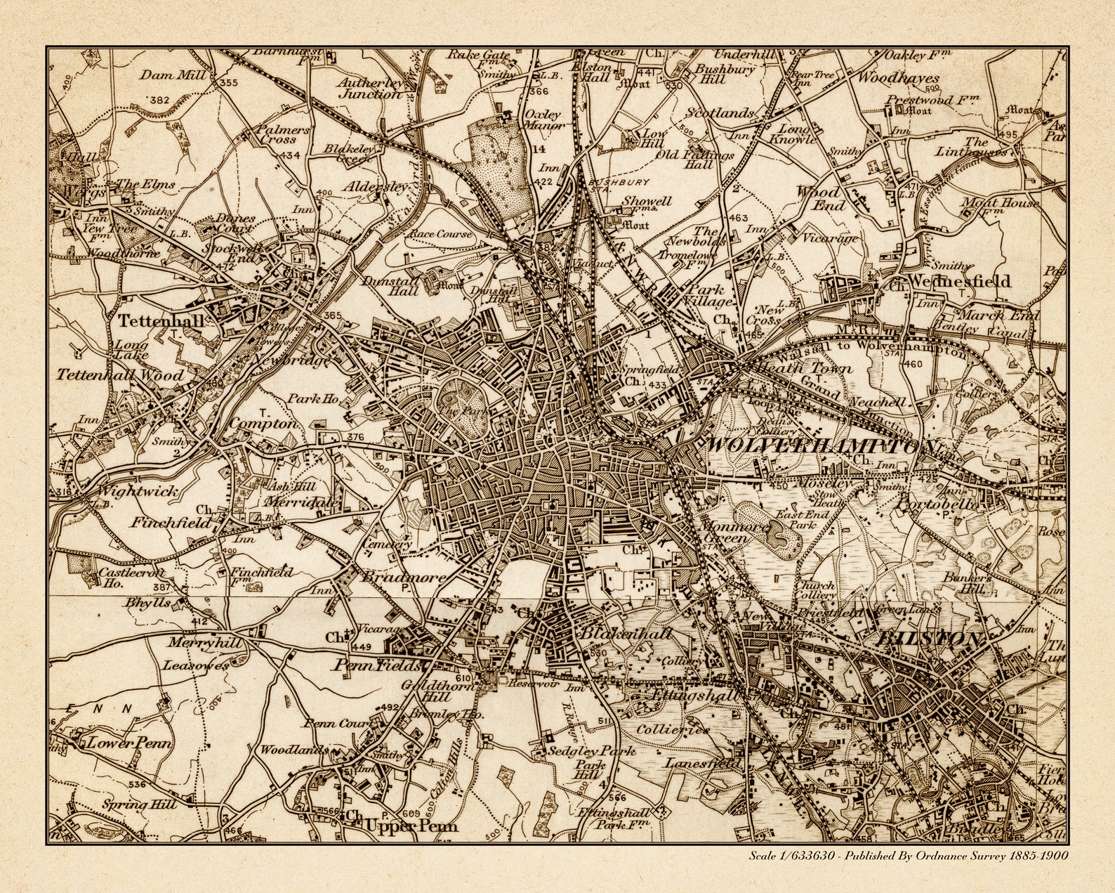 Wolverhampton Map Old Wolverhampton Map Vintage Map City | Etsy
