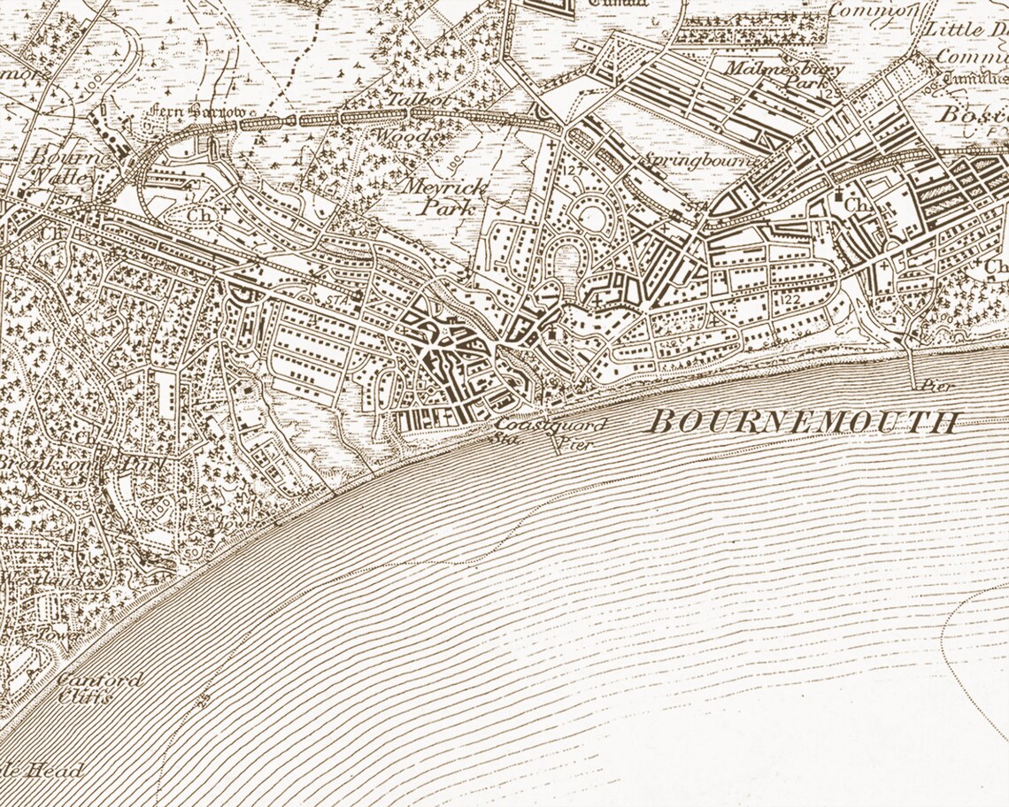Bournemouth Map Old Bournemouth Map Vintage Map City Map - Etsy UK