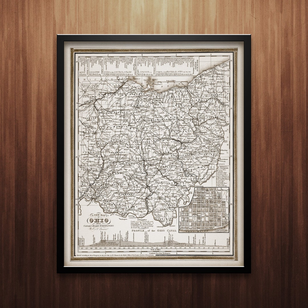 Ohio State Map, Old Ohio Map, Vintage Map Print, Map Lover Gift ...