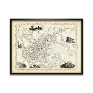 Exeter Map, Old Exeter Map, Vintage Map Print, Historical Map, My City ...