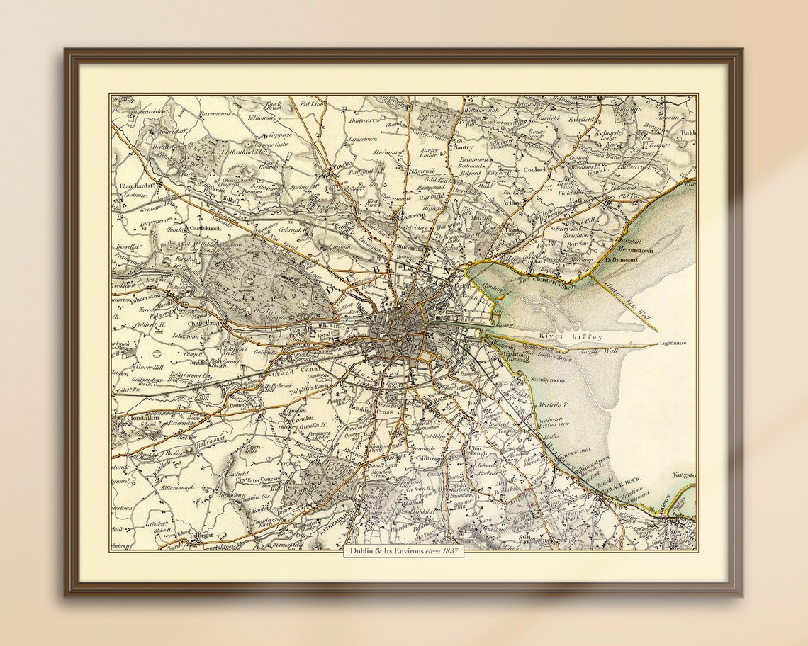 Dublin Map Old Dublin Map Vintage Map City Map Print Gift - Etsy UK