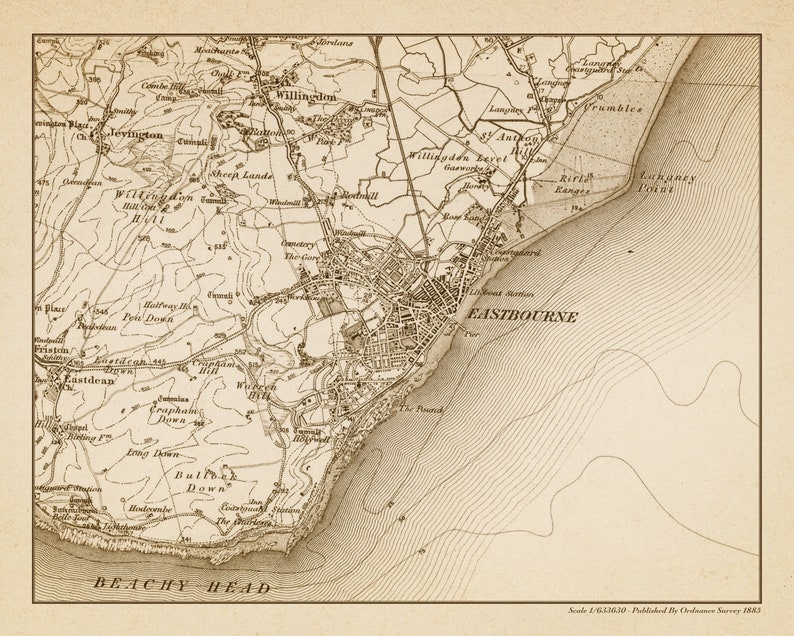 Eastbourne Map Old Eastbourne Map Vintage Map City Map | Etsy