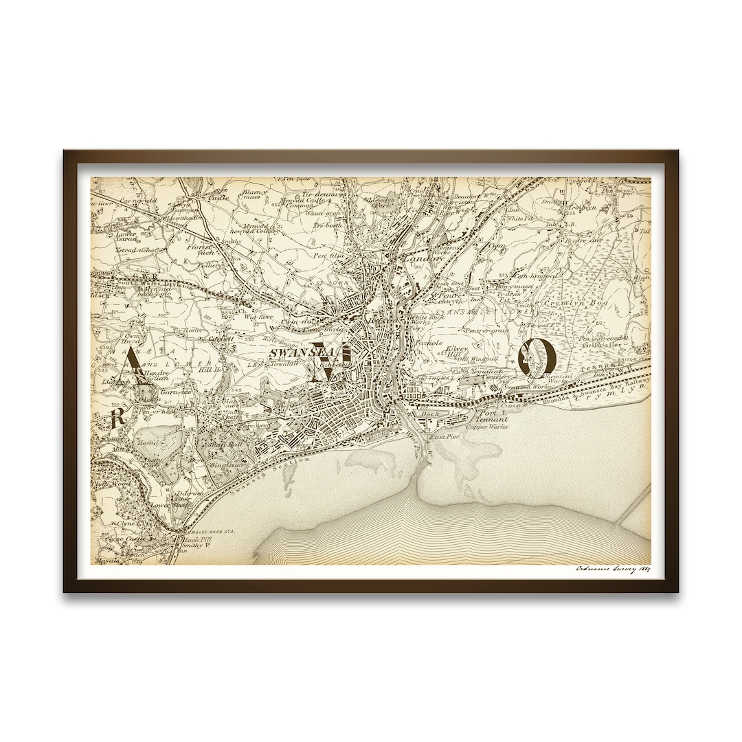 Swansea Map, Old Swansea Map, Map O Cymru, Map O Abertawe, Ordnance ...