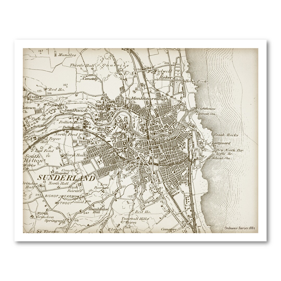 Sunderland Map Old Sunderland Map Vintage Map City Map - Etsy