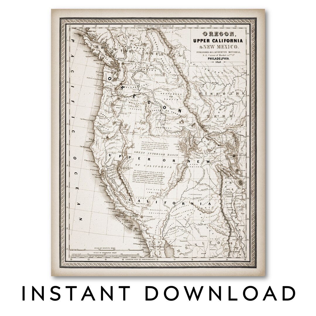 Oregon Map Vintage Map Print Historical Map State Map Map - Etsy