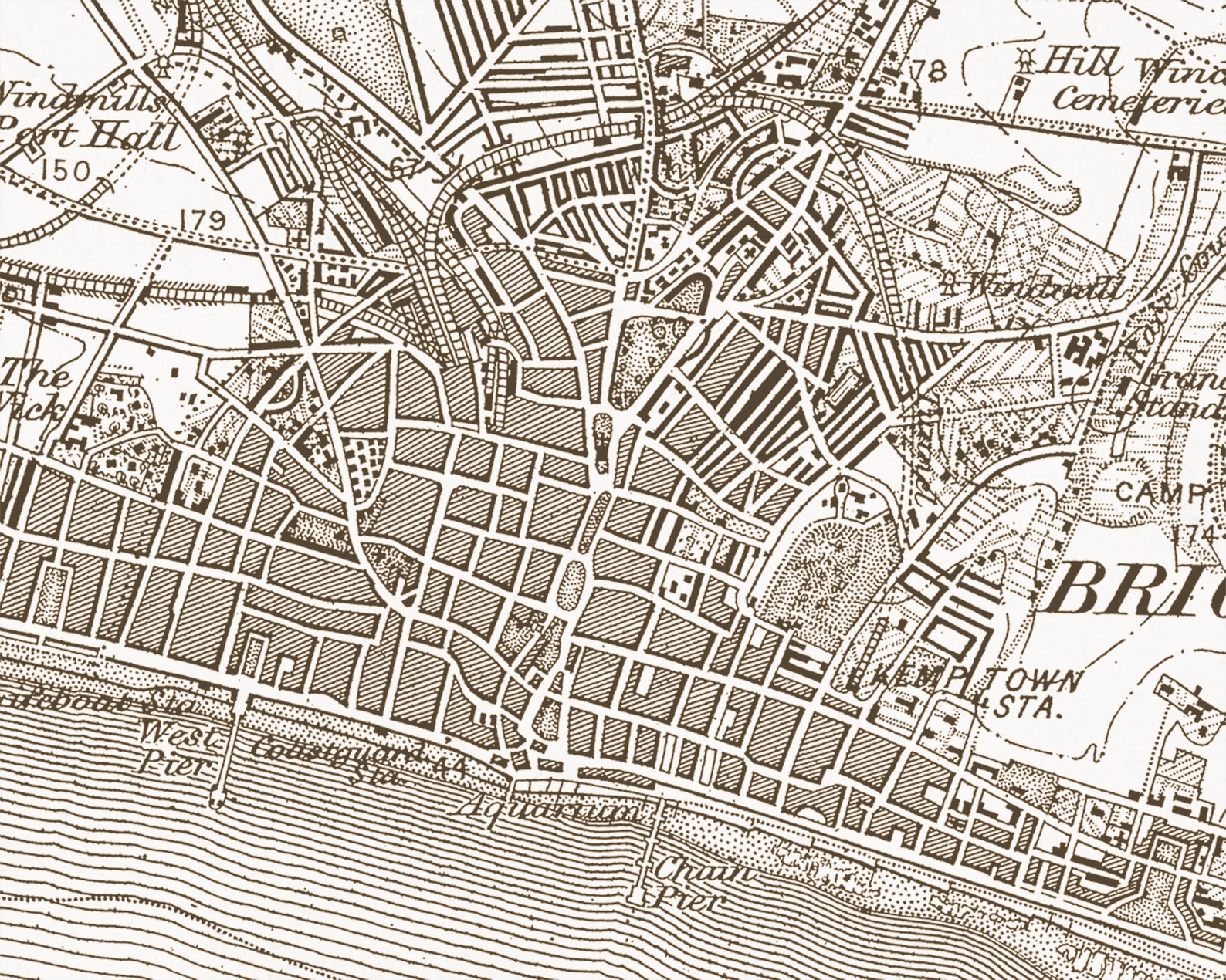 Brighton Map Old Brighton Map Vintage Map City Map Print - Etsy UK