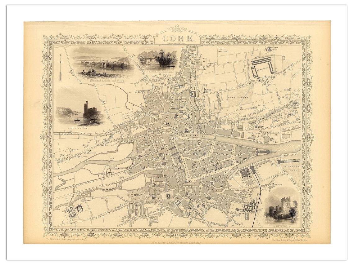 Cork Map Old Cork Map Vintage Map City Map Print Gift for | Etsy