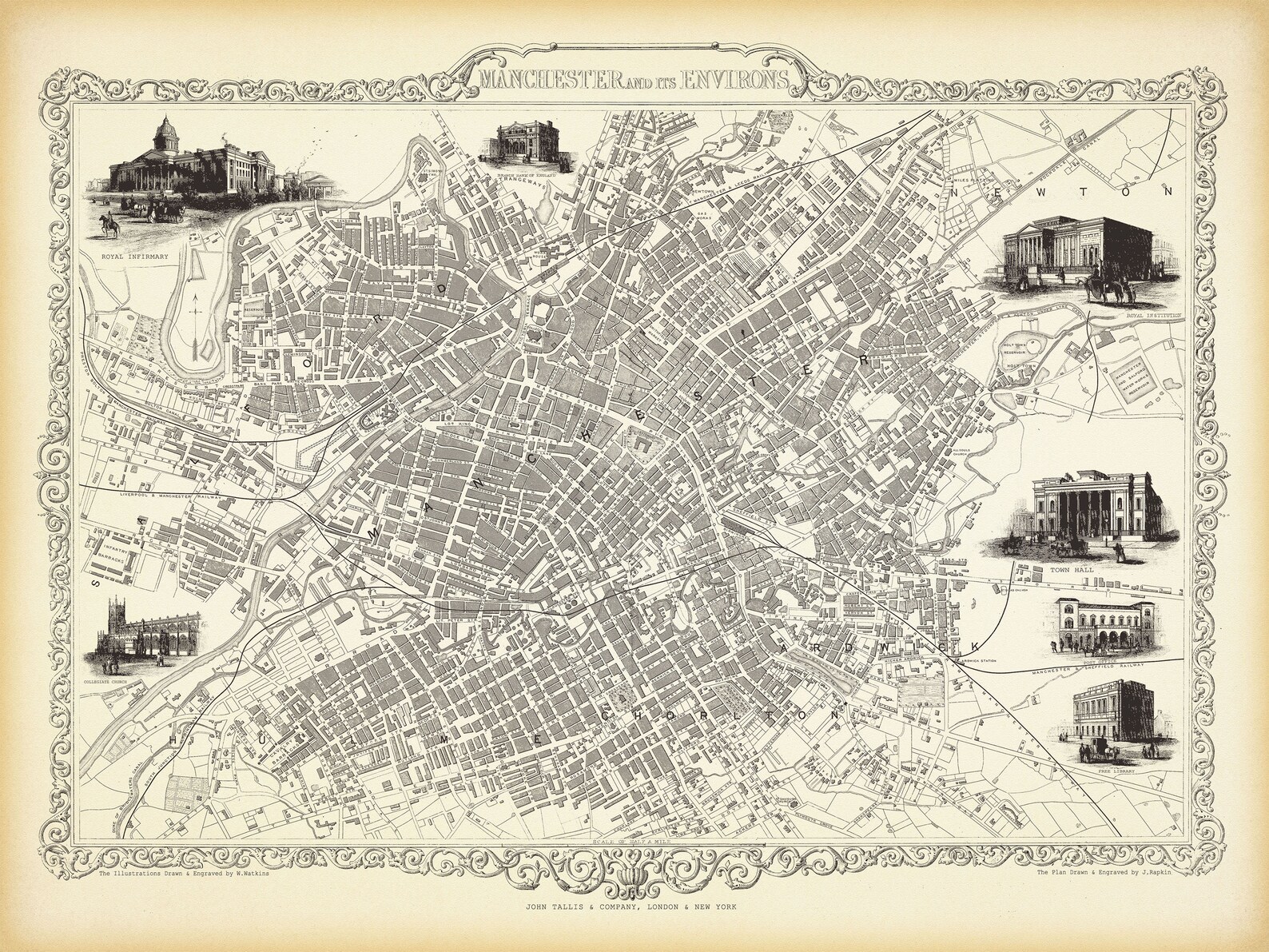 12x16inch Manchester Map Old Manchester Map Vintage Map - Etsy UK