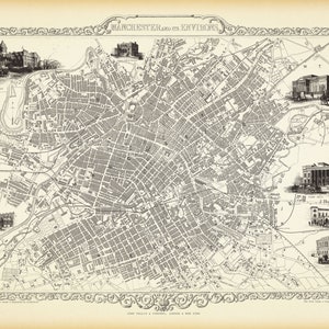 12x16inch Manchester Map Old Manchester Map Vintage Map - Etsy UK