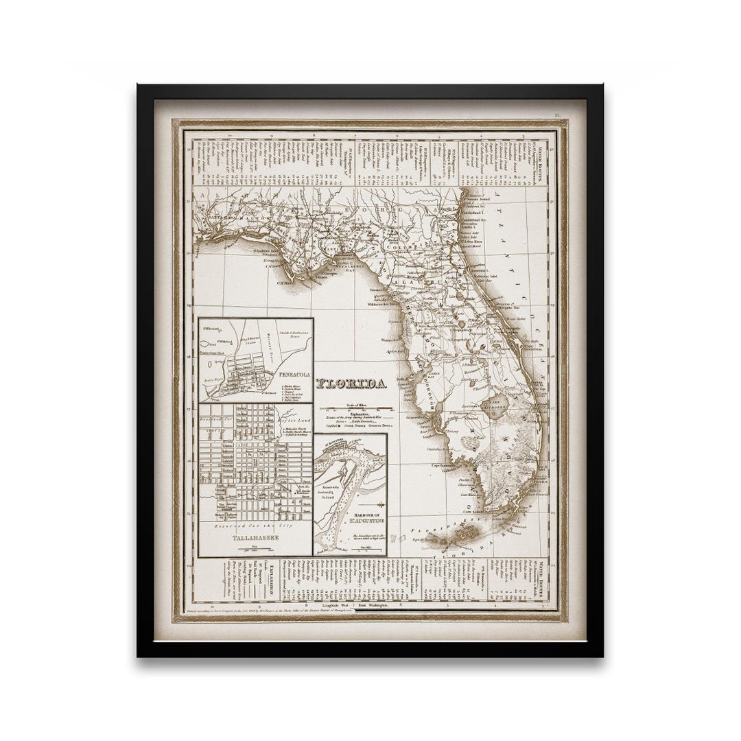 Florida State Map, Old Florida Map, Vintage Map Print, Map Lover Gift ...