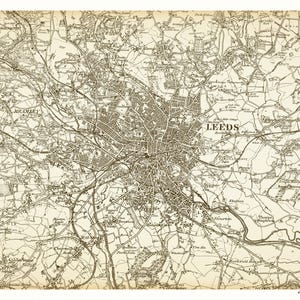 Leeds Map, Old Leeds Map, Ordnance Survey, Vintage Map Print ...
