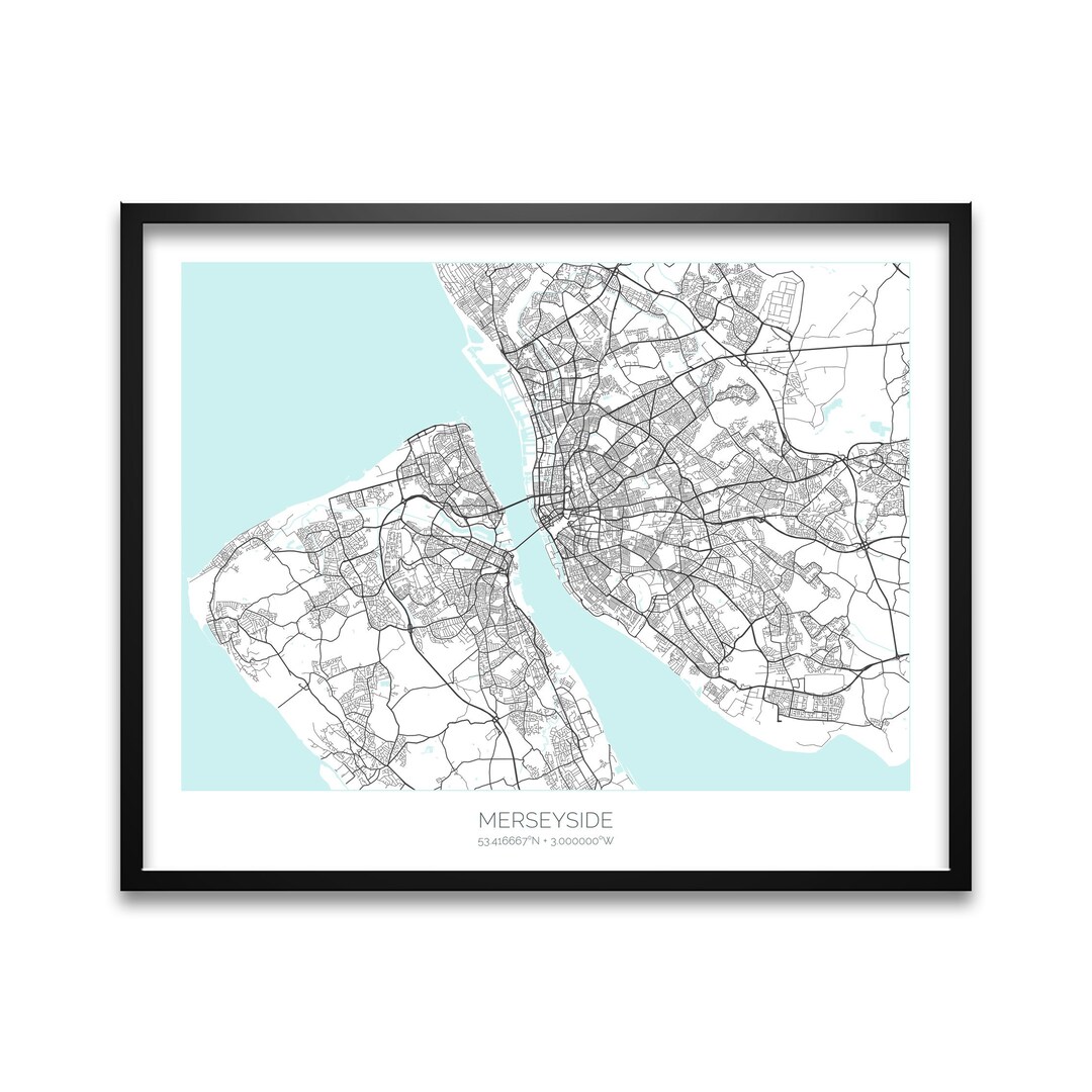 Merseyside Print, Map of Merseyside, Liverpool, Minimalist Art ...