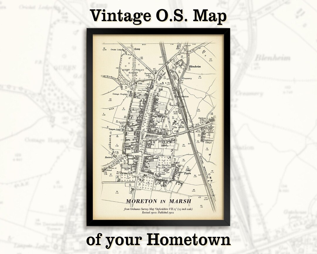 Custom Vintage Map,personalised Vintage Map,history Map,hometown Map ...