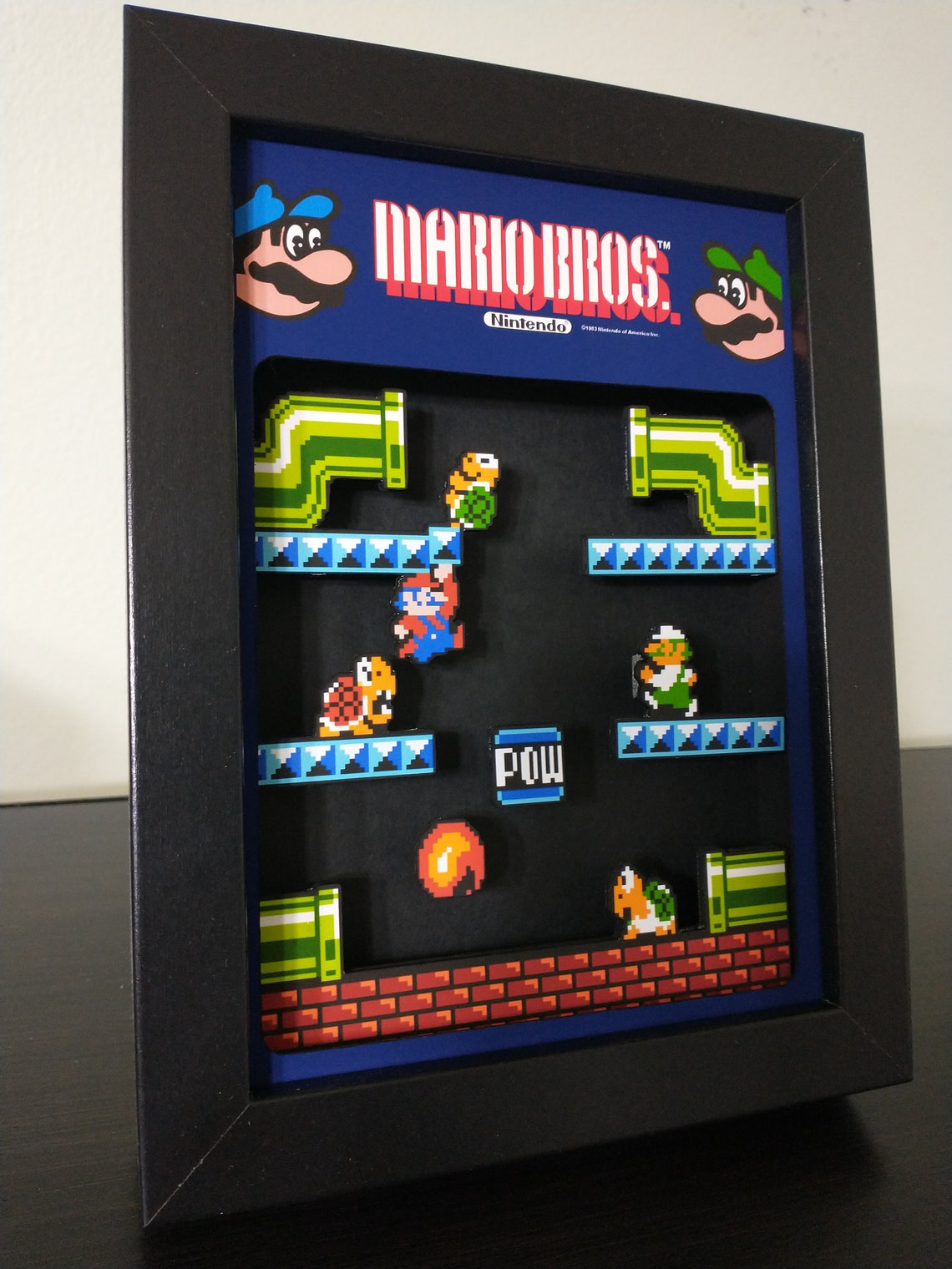 Original 1983 Mario Bros NES Shadow Box Diorama 3D Pop Art - Etsy