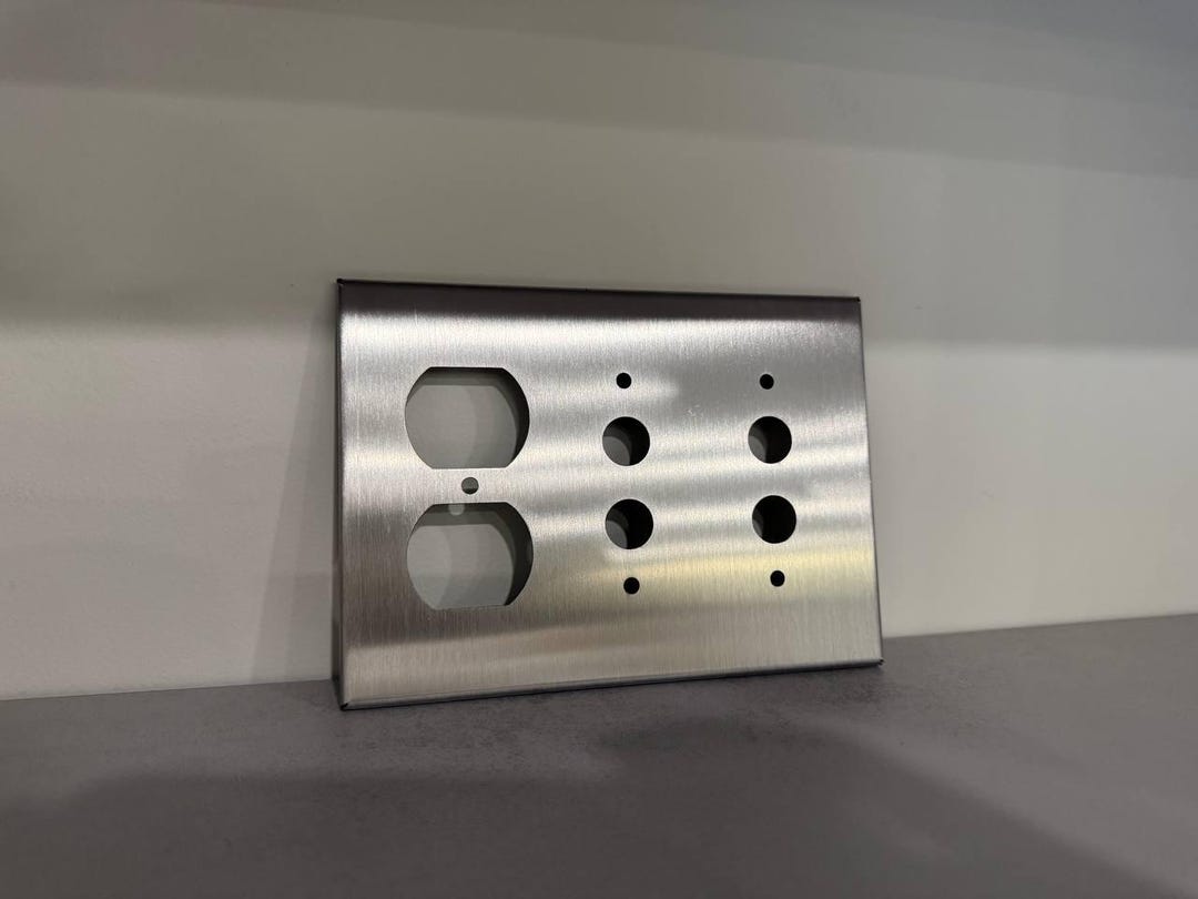 Custom Brass & Stainless Steel Duplex Switch Plate and Double Push ...