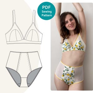 Bra and Knicker Sewing Pattern// PDF Digital Pattern. Willow Soft Cup Bra by Sew Projects. - Etsy