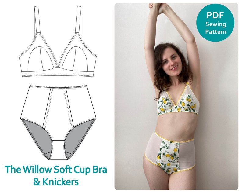 Bra and Knicker Sewing Pattern// PDF Digital Pattern. Willow Soft Cup Bra by Sew Projects. - Etsy