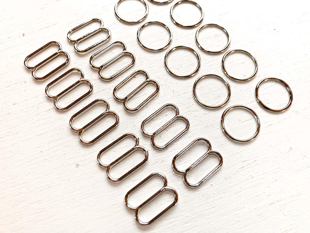 Silver Coloured Rings and Sliders Set WIDE MOUTH 15mm/13mm Wide ...