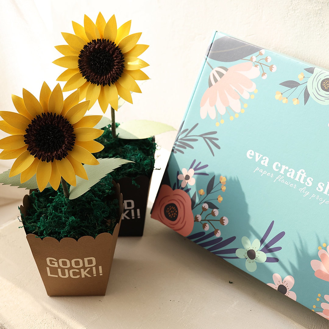 Easy Paper Sunflower DIY Kit – Pre-cut Cardstock Flower Kit – Handmade ...