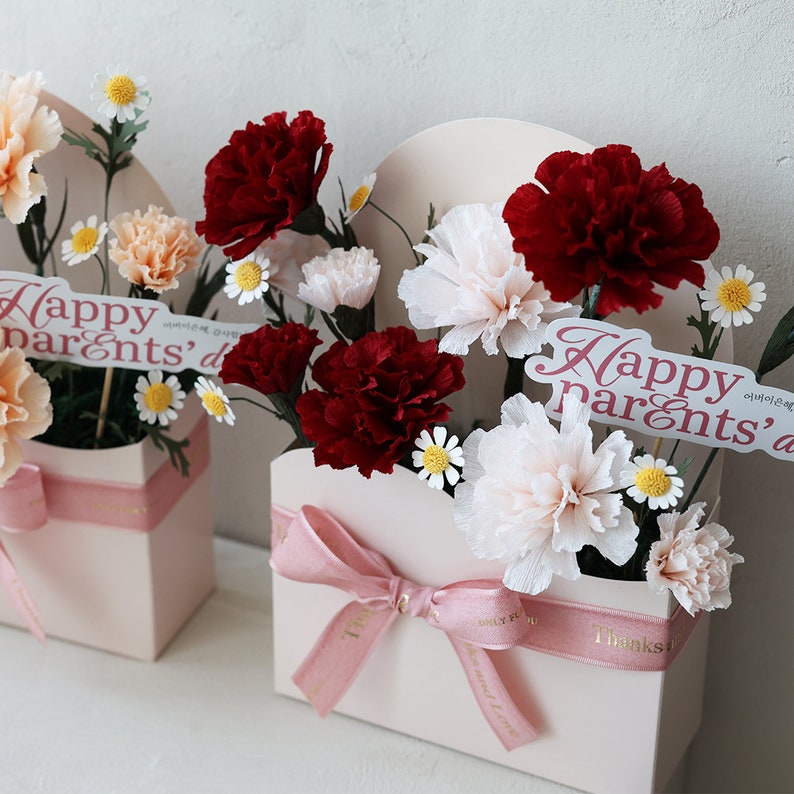 DIY Paper Flower Kit – Carnation and Daisy Flower Box, Crepe Paper ...