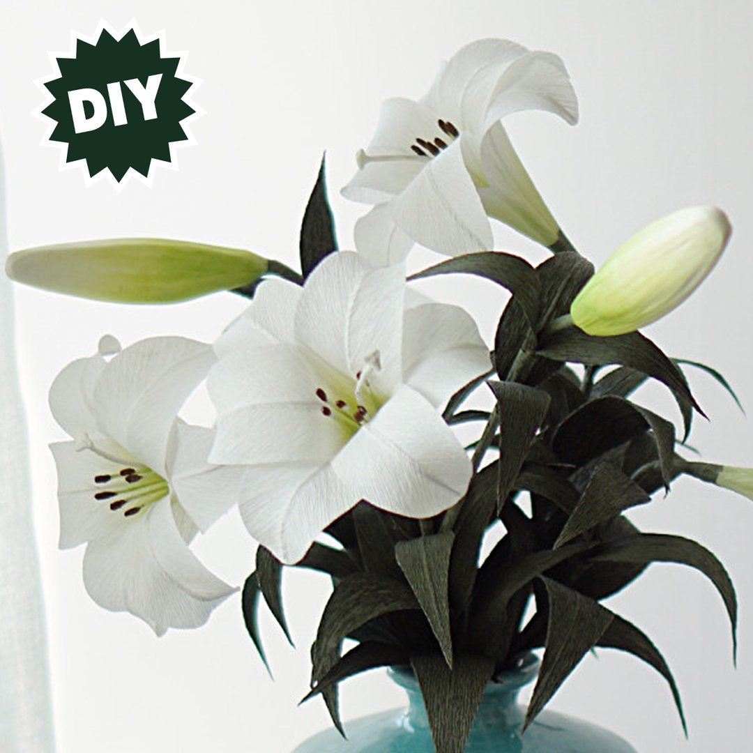 DIY Paper Lily Kit – Make One Bloom & One Bud – Crepe Paper Flower ...