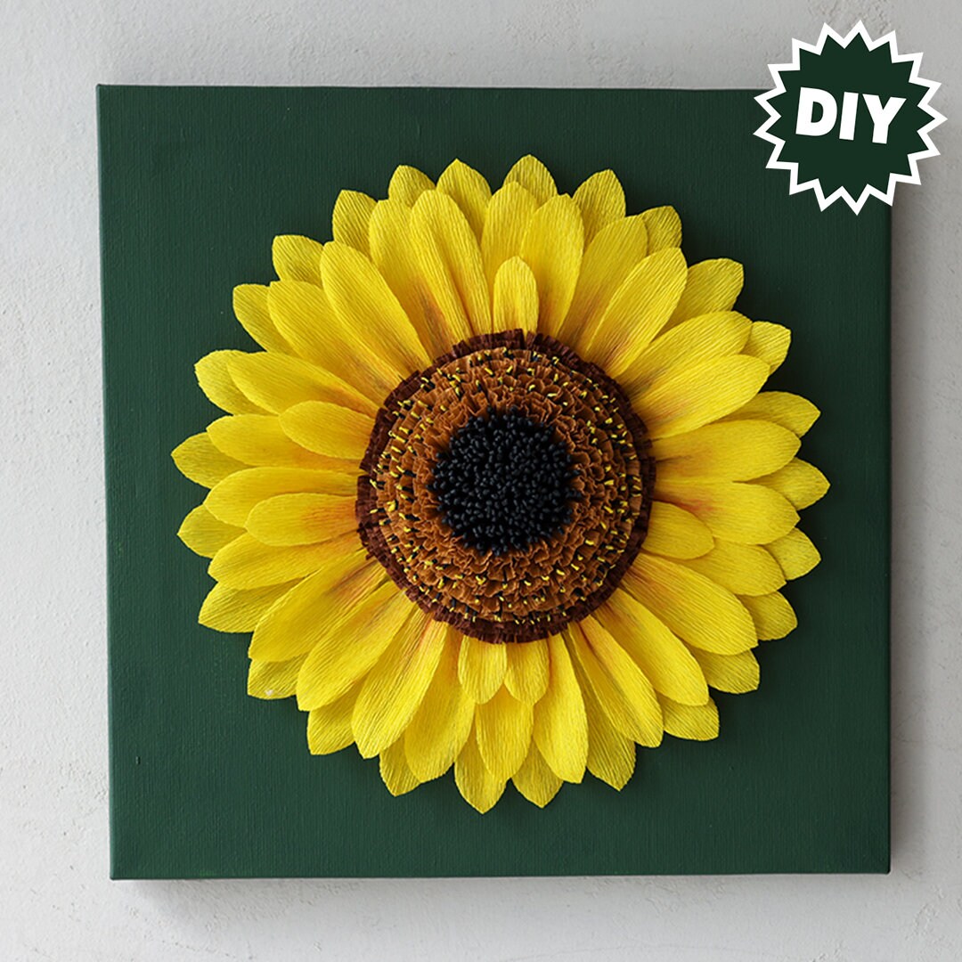 Crepe Paper Sunflower Frame DIY Kit | High-quality Handmade Art | Wall ...